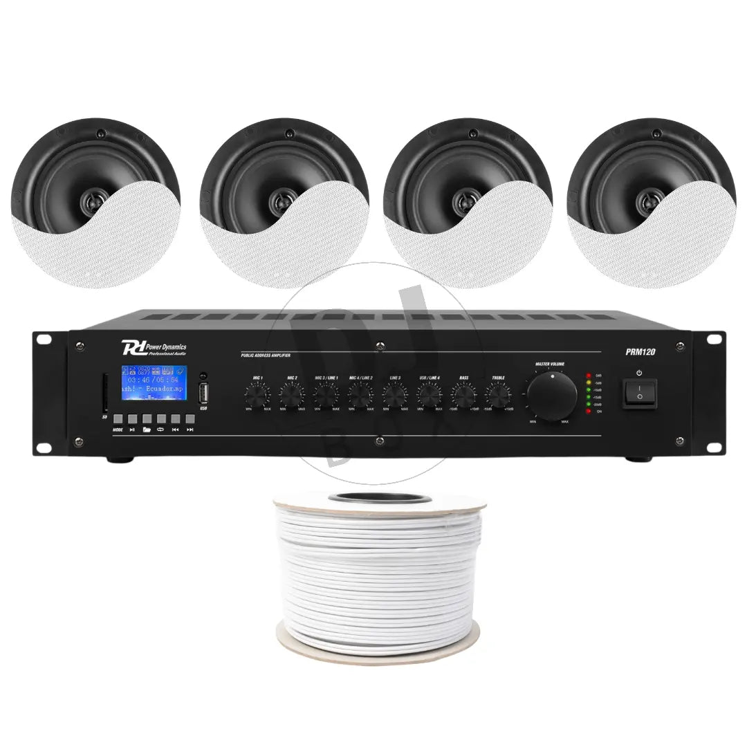 Café/Retail Speaker Package - 4x 5" Ceiling Speakers & Amp - DJBox.ie
